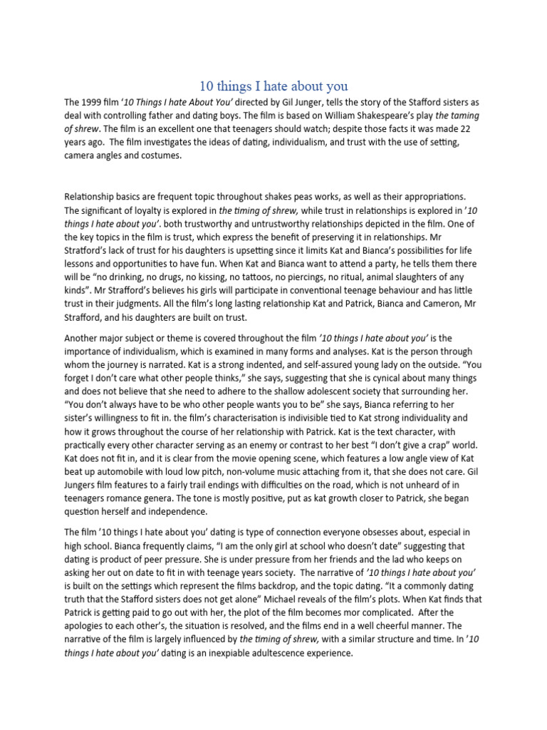 Analysis of "10 Things I Hate About You" | PDF