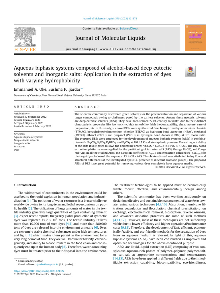 Aqueous biphasic systems composed of alcohol-based deep eutectic ...