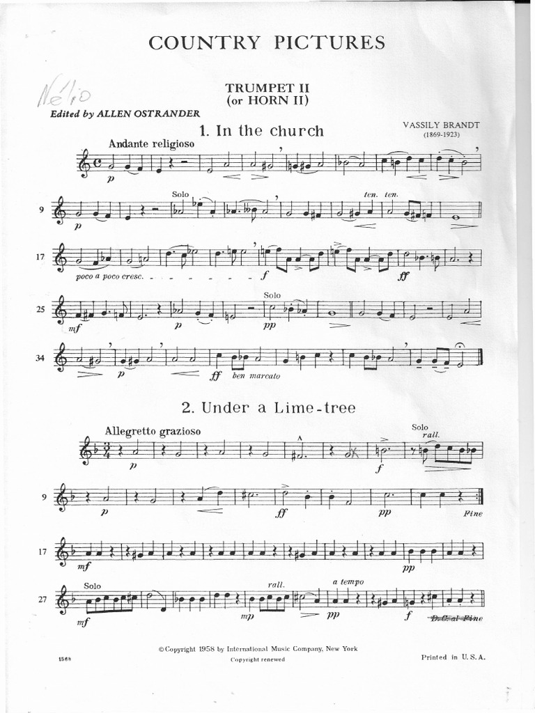 BRANDT Country Pictures 4 Tpts | PDF | Musical Notation | Musical ...