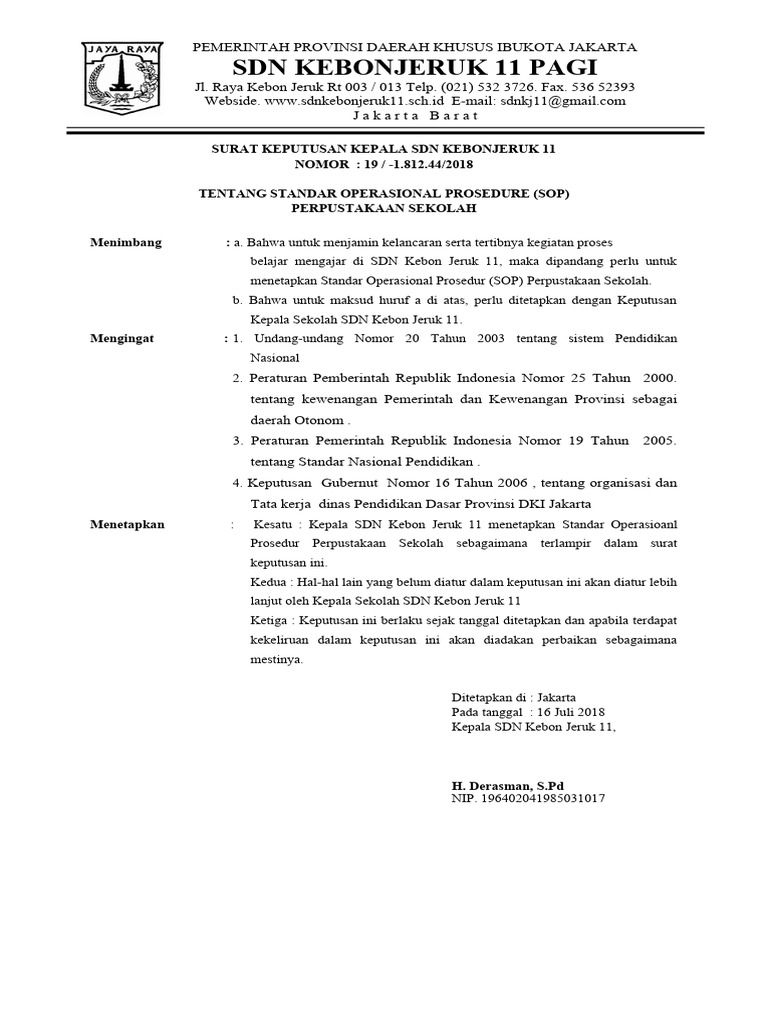 SK Sop Perpustakaan | PDF