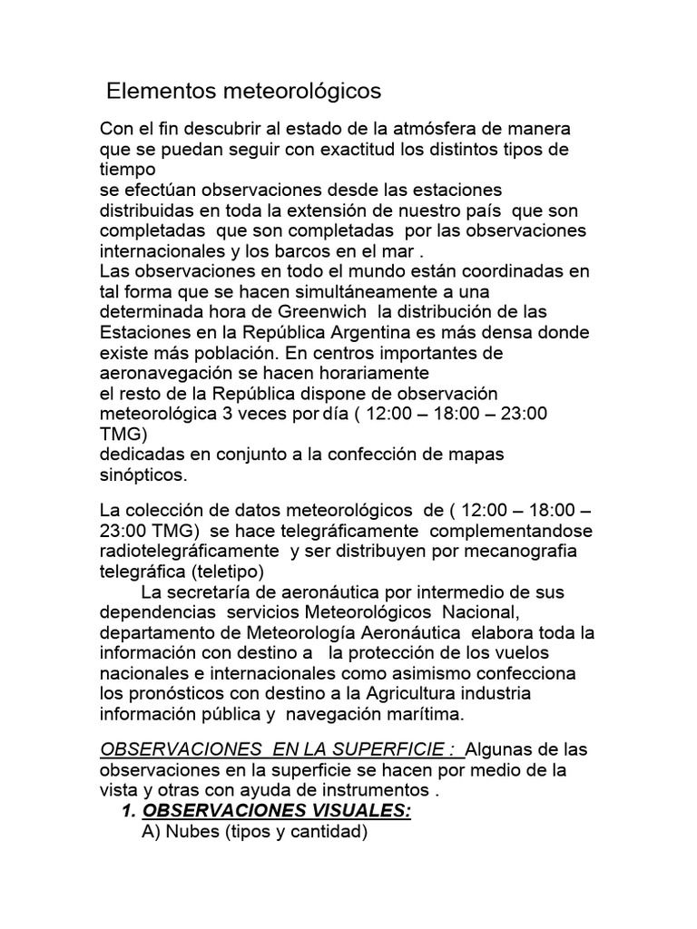 Elementos meteorológicos | PDF | Meteorología | Nube