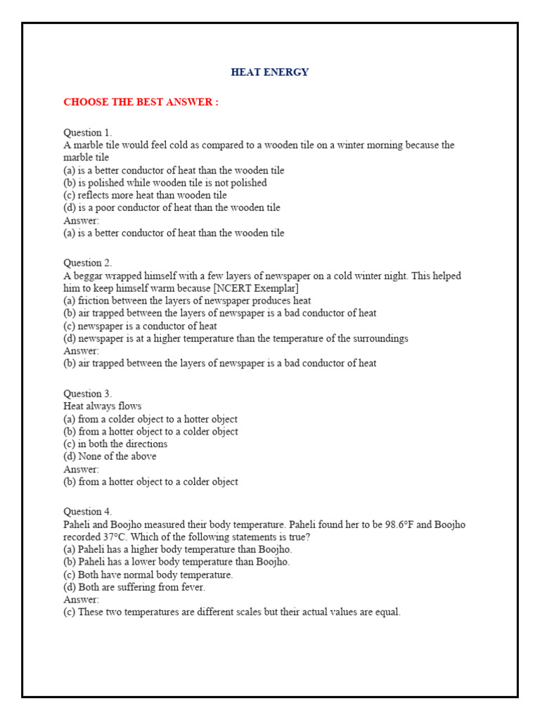 Heat Energy | PDF | Thermometer | Temperature