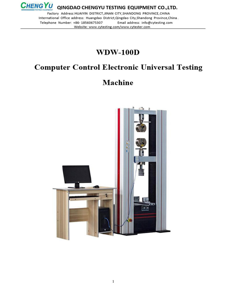 WDW 100D UTM Universal Testing Machine | PDF | Power Supply | Screw