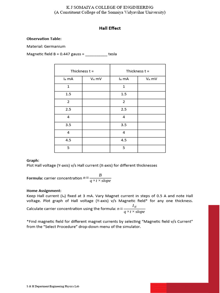 Exp 3 Hall Eff Obs | Download Free PDF | Magnetic Field | Physical ...