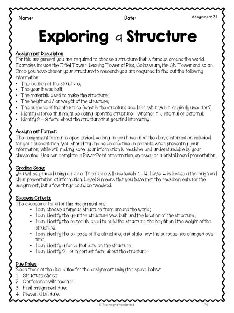 Exploringa Structure Assignment | PDF | Rubric (Academic)