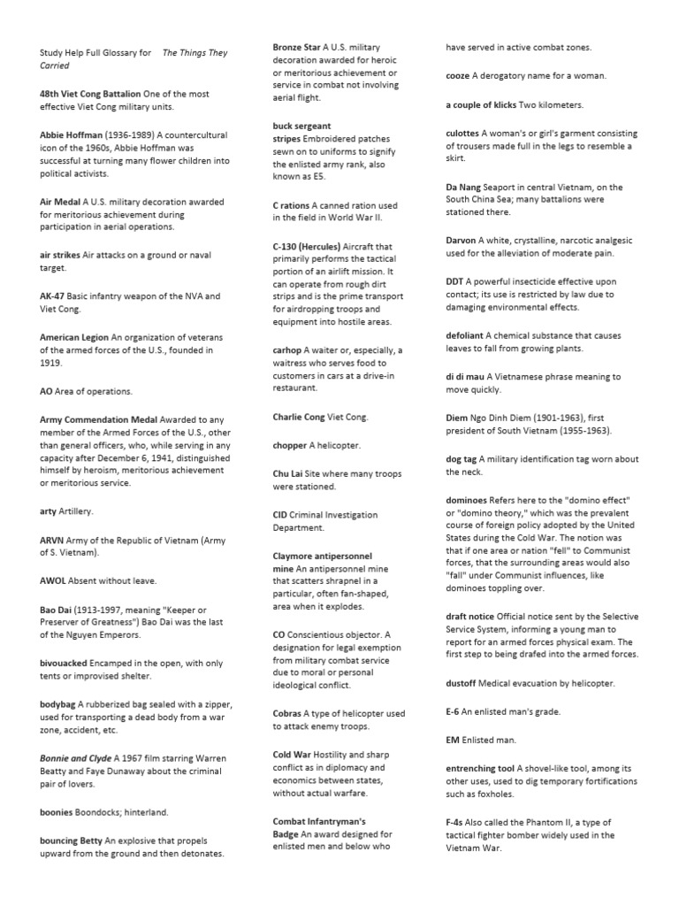 A TTTC Glossary of Terms | PDF | Vietnam | Vietnam War