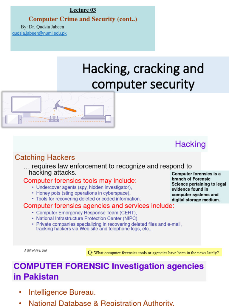 Lecture 3, Hacking, Cracking and Computer Security | PDF | Copyright Infringement | Security Hacker