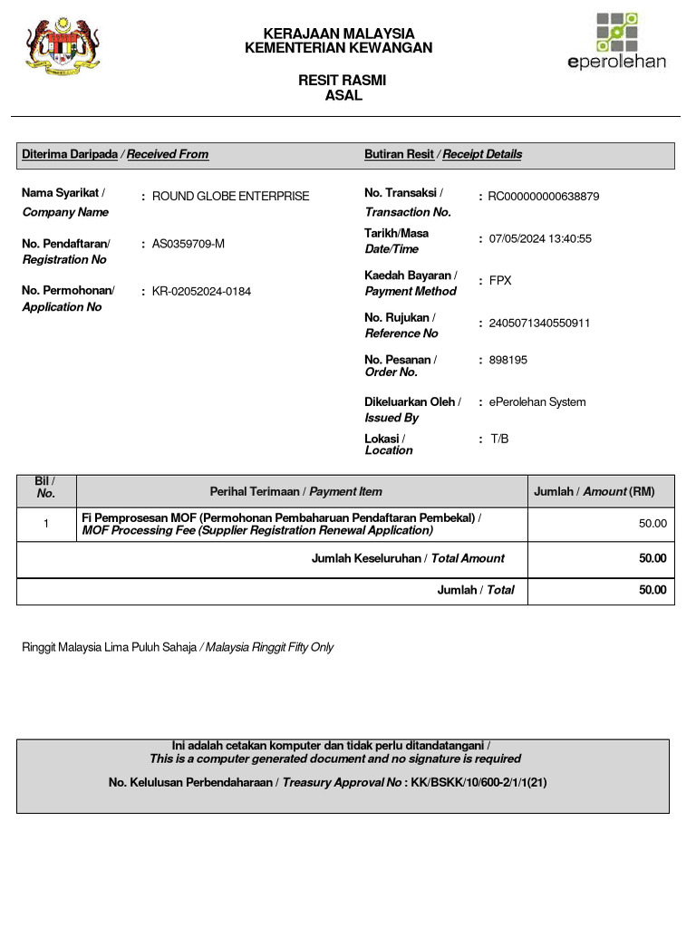 SM Payment Receipt 240507134433 | PDF