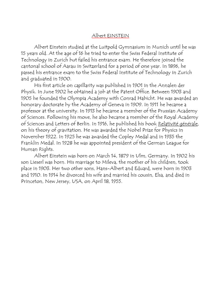 Albert Einstein: Life and Achievements | PDF | History