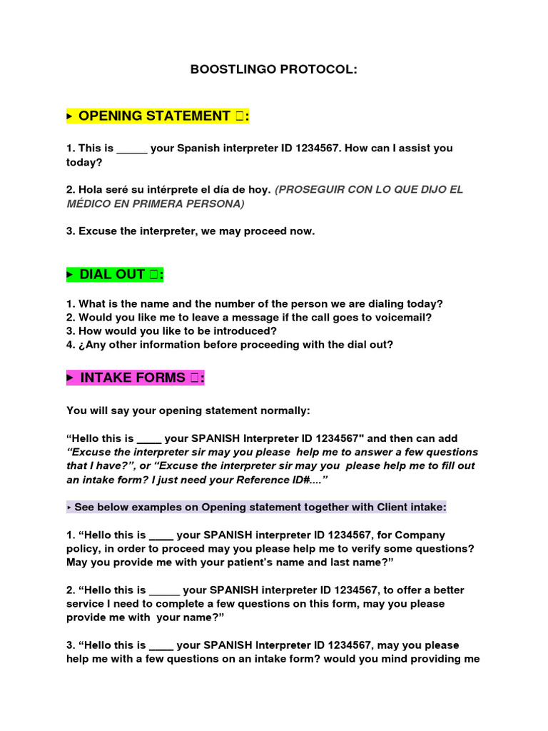 New Boostlingo Protocol | PDF | Language Interpretation | Human ...