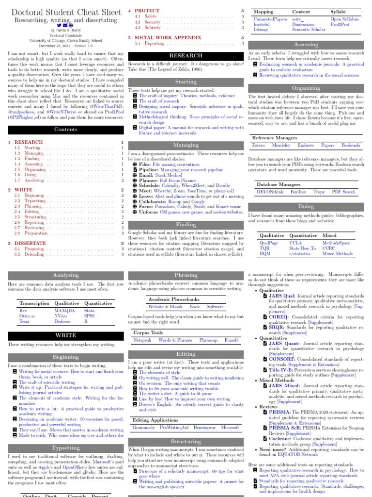 Doctoral Student Cheat Sheet | PDF | Thesis | Systematic Review