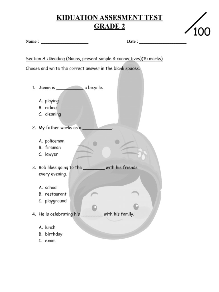 Grade 2 English Assessment Test | PDF | Linguistic Typology | Linguistics