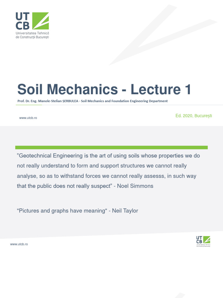 Lecture 1 - Soil Mechanics | PDF | Sedimentary Rock | Rock (Geology)