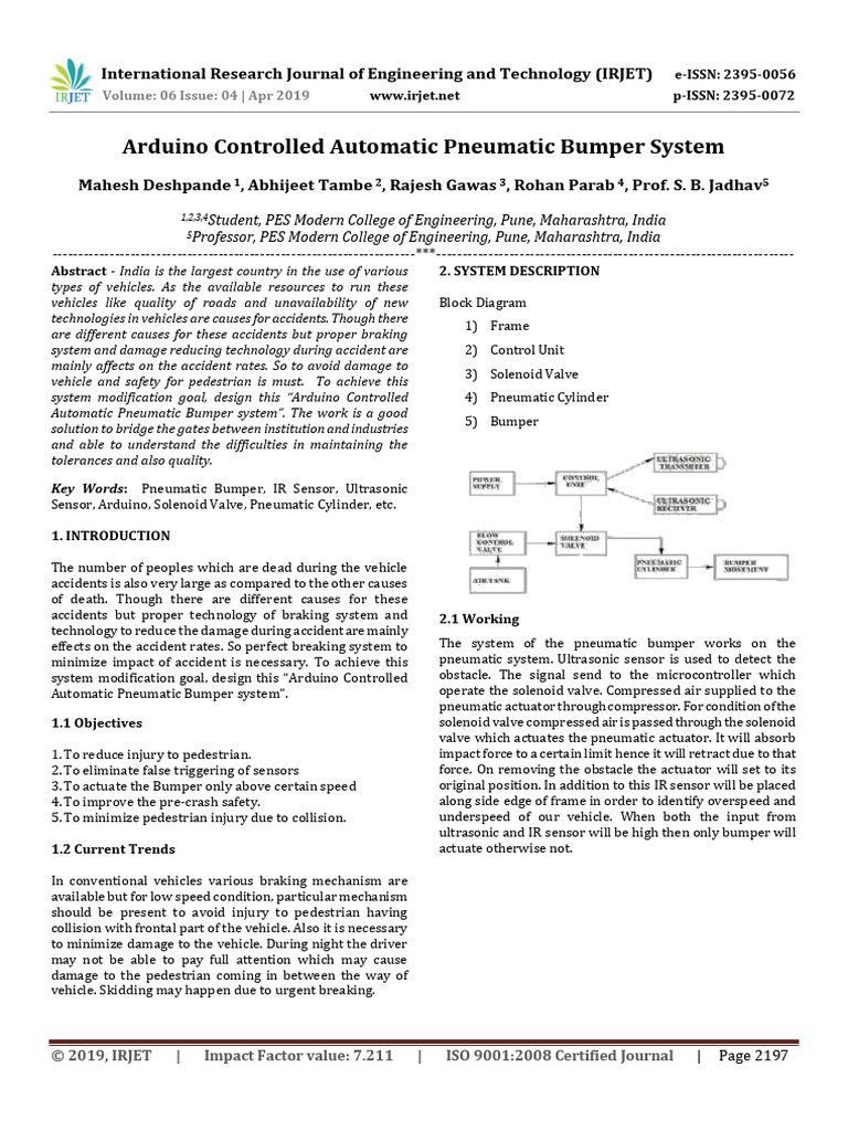 Arduino Controlled Automatic Pneumatic Bumper System | Download Free ...