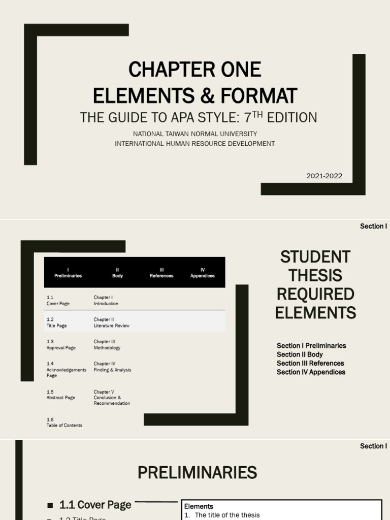 Chapter I Elements - Format | PDF | Methodology | Thesis