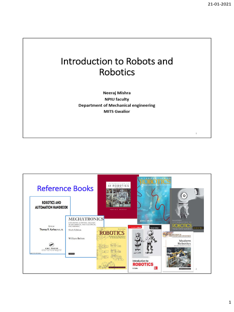 01 Fundamental of Robotics (Class Notes of First Week of Traning On ...
