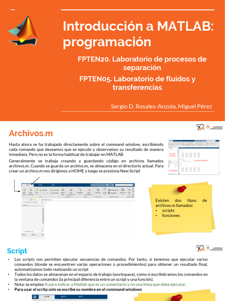 Clase 1. MATLAB. Programacion. V 4.0 | PDF | Integral | Lenguaje de escritura