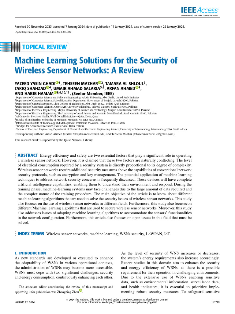 Machine Learning Solutions For The Security of Wireless Sensor Networks A Review | PDF ...