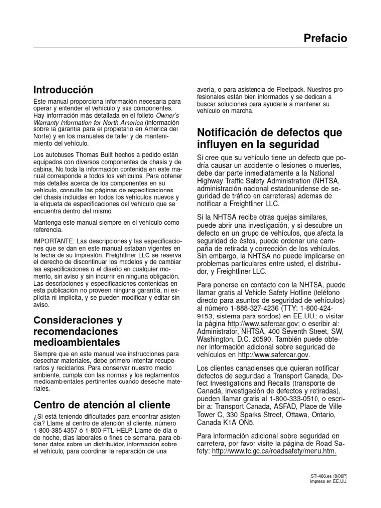 Manual Del Conductor de Autobus Escolar Saf-T-Liner C2. | PDF | Eje ...