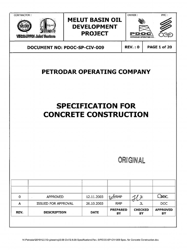 PDOC-SP-CIV-009_Rev.0-Spec._for_concrete_construction | PDF