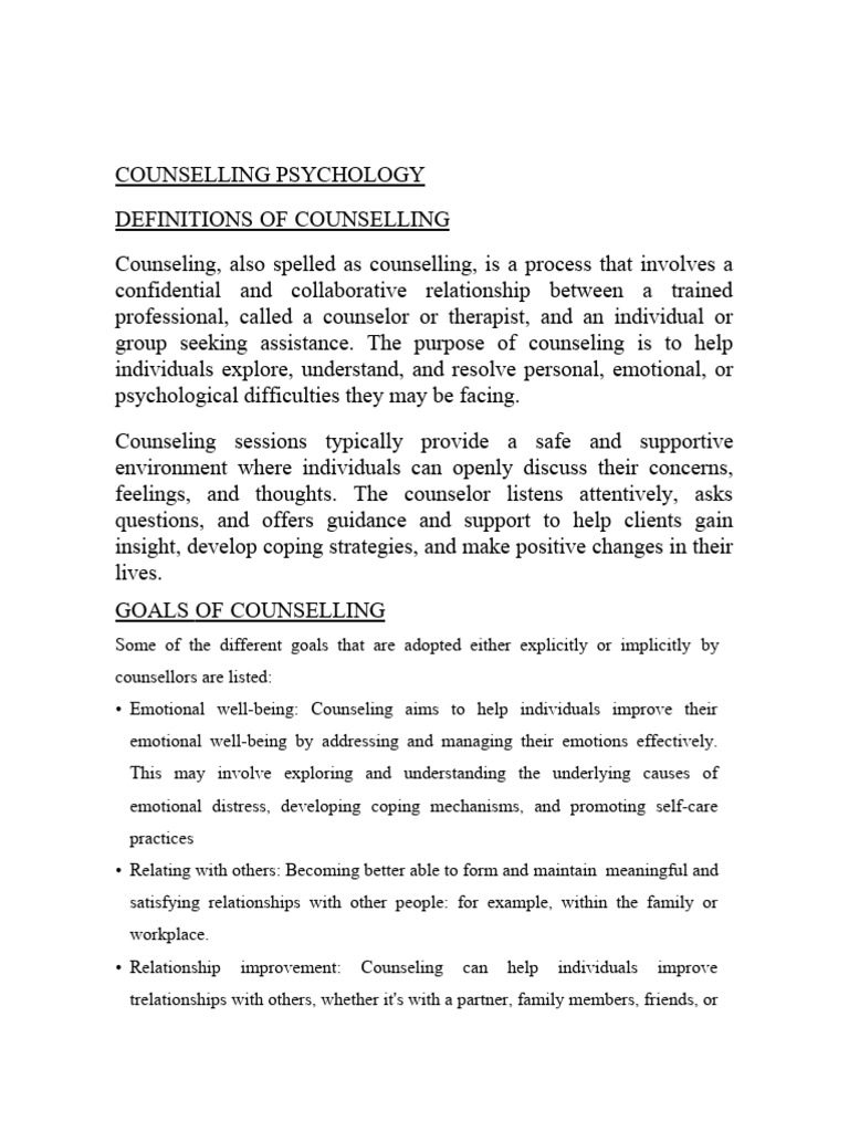 Counselling | PDF | Psychotherapy | Counseling Psychology