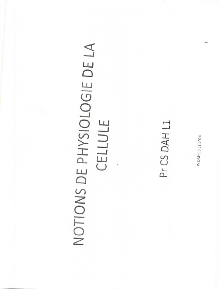 Notion de Physiologie de La Cellule | PDF
