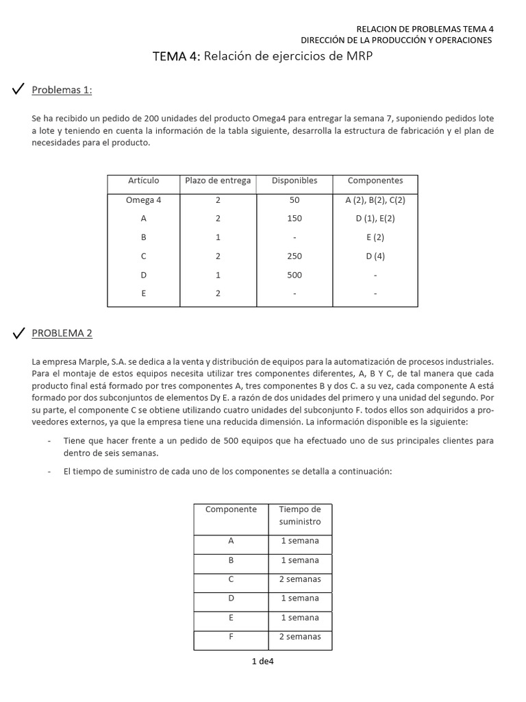 Relacion de Ejercicios TEMA 4 | PDF | Business | Economias
