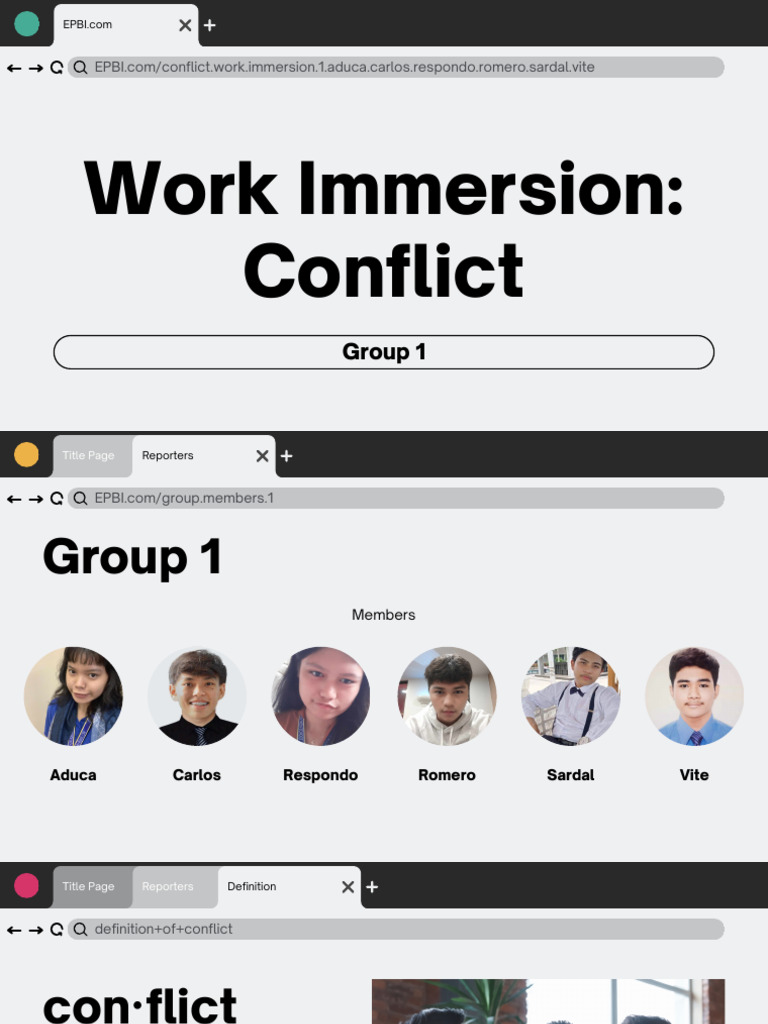 Work Immersion: Conflict: Group 1 | PDF | Social Psychology ...