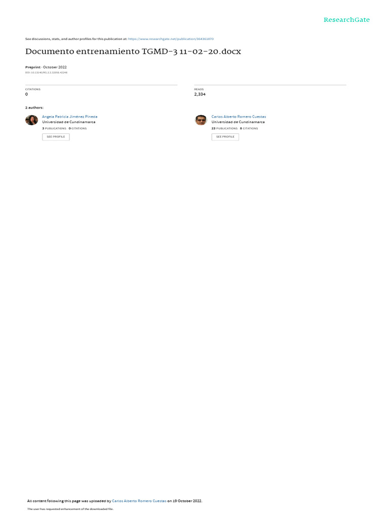 Documento Entrenamiento TGMD-3 11-02-20.docx: October 2022 | PDF | Evaluación | Pelota