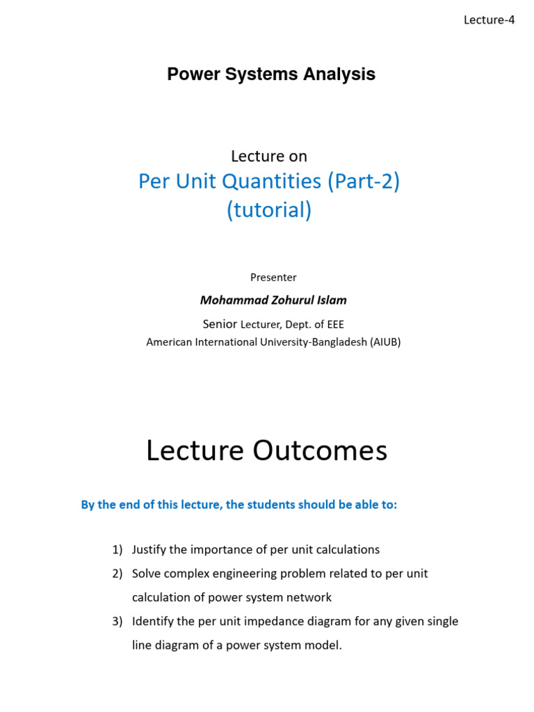 PSA - Lecture 4 - Per Unit Calculations (Part-2) (E) | PDF | Electrical ... PSA - Lecture 4 - Per Unit Calculations (Part-2) (E) | PDF | Electrical ...