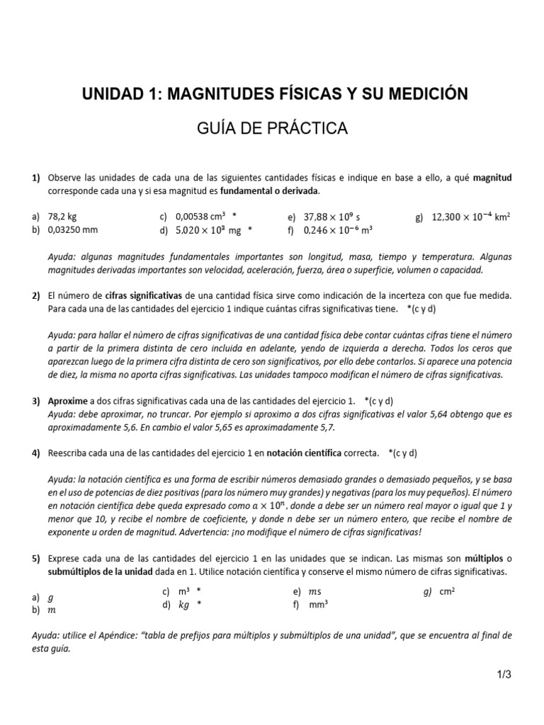 1 Magnitudes Físicas y Su Medición - Práctica | Descargar gratis PDF | Medición | Volumen