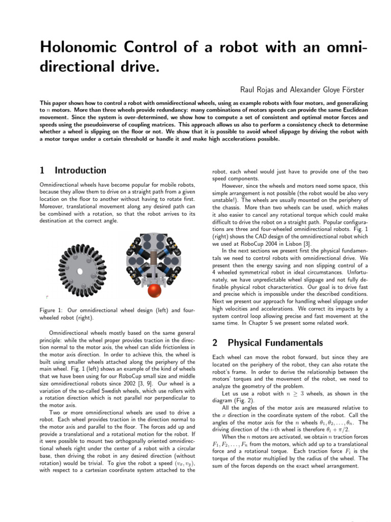 Holonomic Drive | PDF | Euclidean Vector | Cartesian Coordinate System