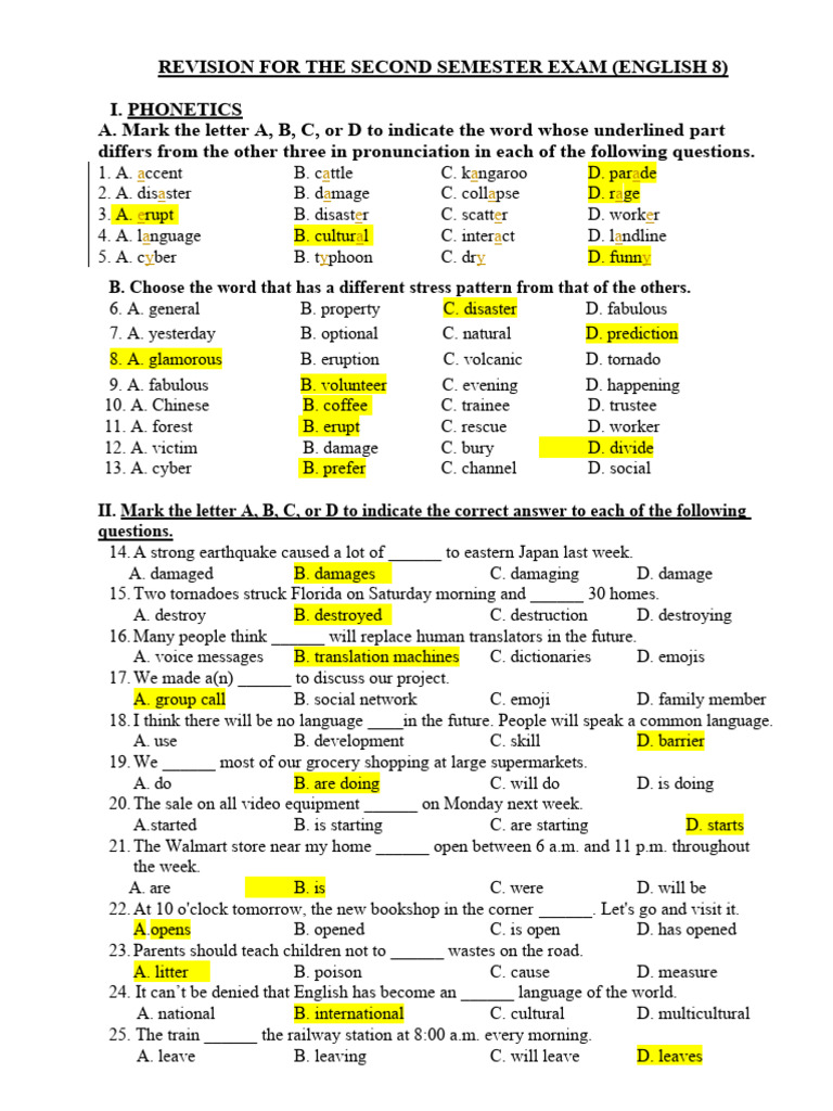 English 8 Second Semester Exam Review | PDF | Water | Earth Sciences