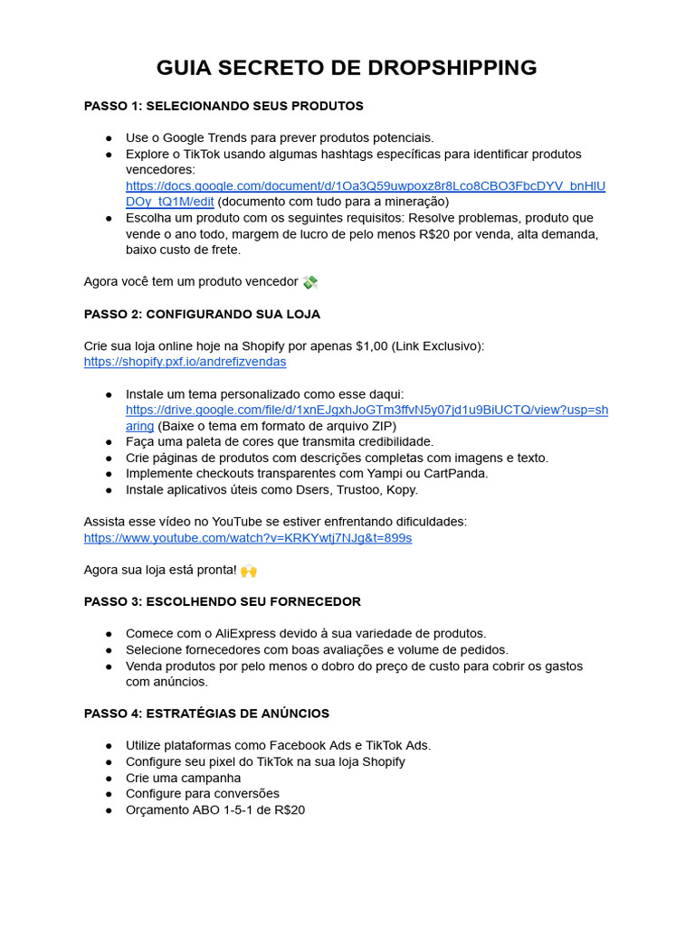 Guia Tutorial de Dropshipping | PDF | YouTube