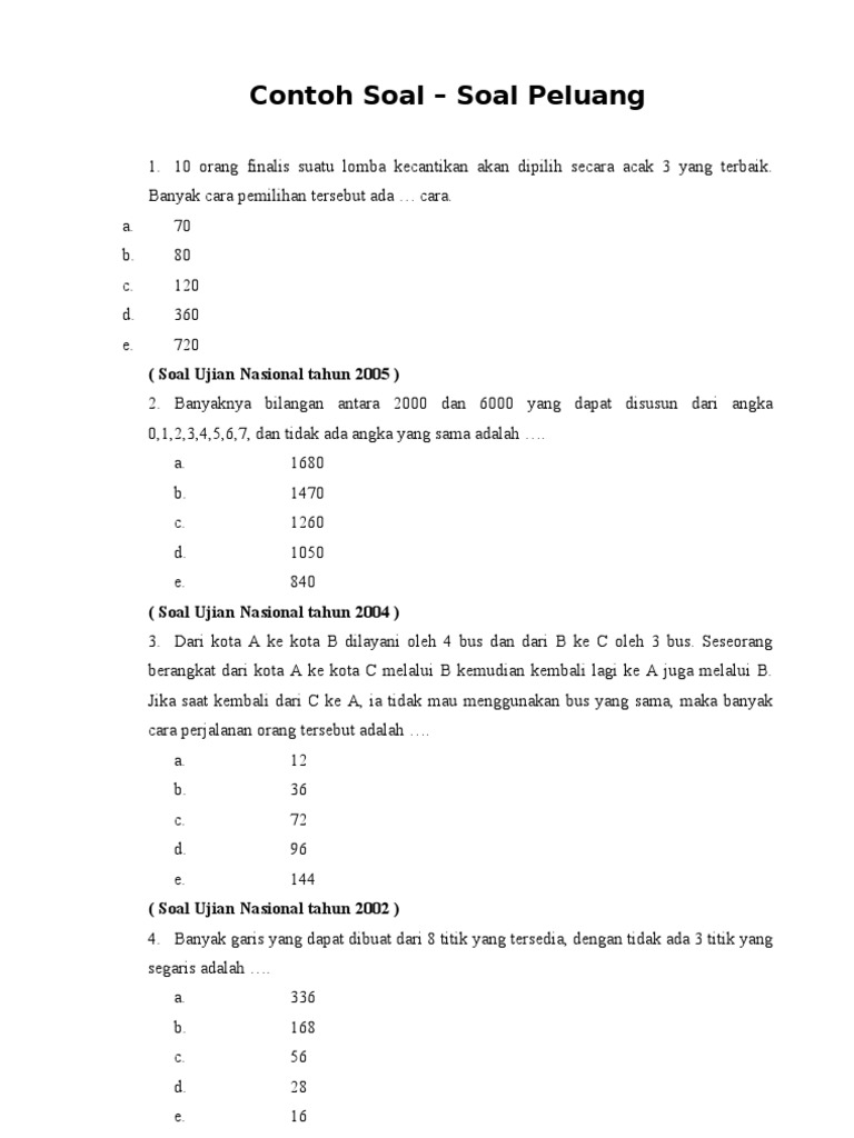 Kumpulan Soal Soal Peluang | PDF | Olahraga & Rekreasi | Game & Aktivitas
