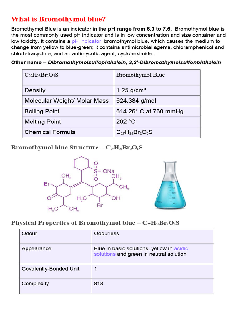 Bromothymol Blue: pH Indicator Overview | PDF | Ph | Chemistry