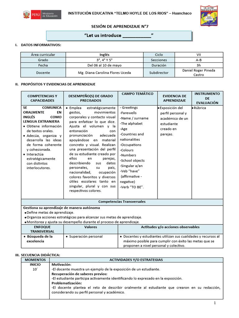 Exposición Oral en Inglés para Estudiantes | PDF | Evaluación | Aprendizaje