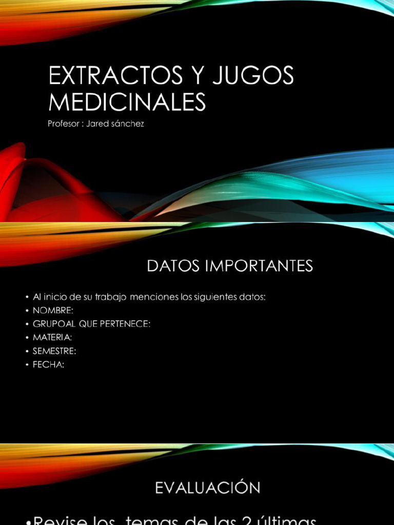 EXTRACTO Y JUGOS MEDICINALES EVALUACIÓN | PDF