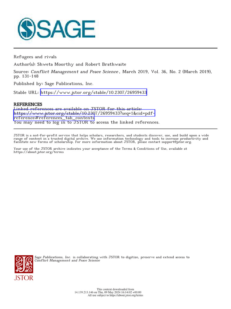 Moorthy Refugeesrivals 2019 | PDF | Refugee | Civil War