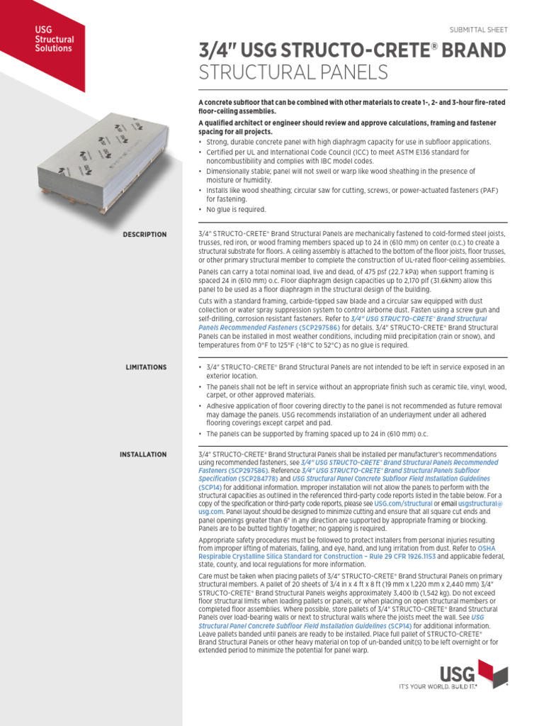 Usg Structo Crete Structural Concrete Panel Submittal en scp281075 ...