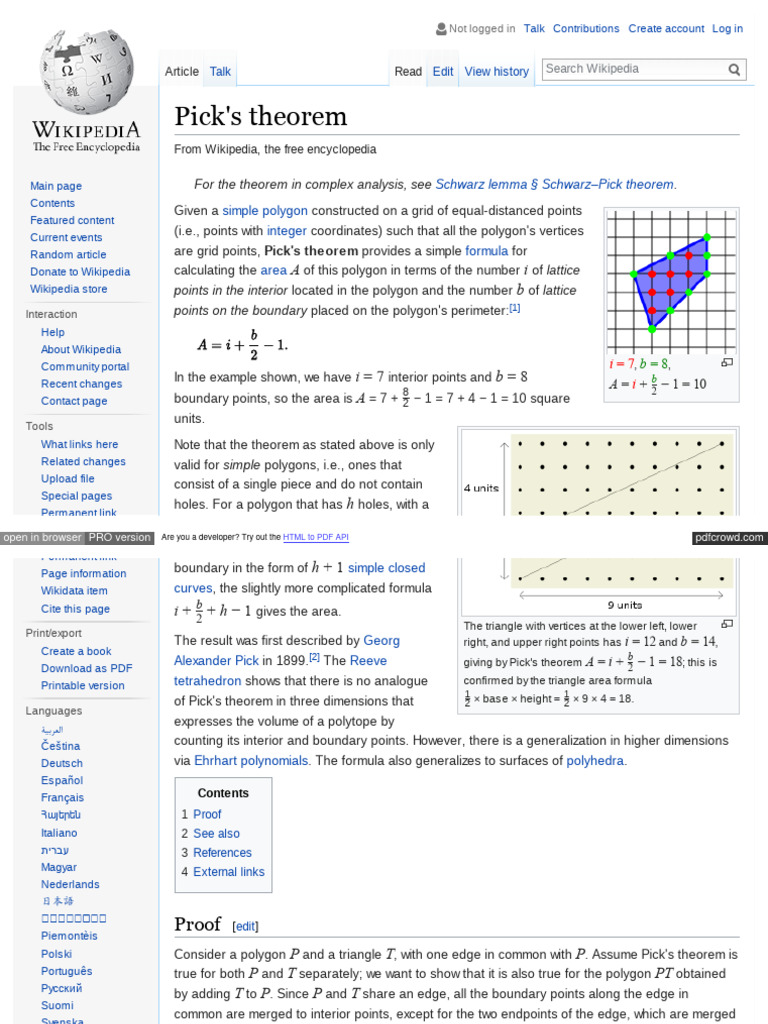 Picks Theorem | PDF | Triangle | Polytopes