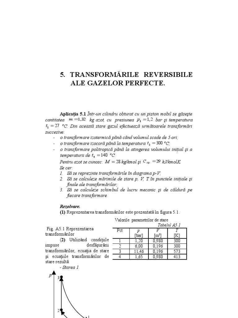 Transformari Reversibile Ale Gazelor Perfecte - Aplicatii | PDF