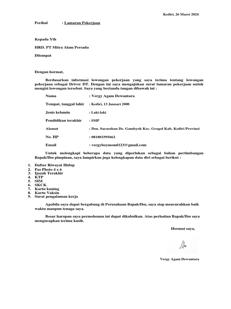 CV Vergy Agam Dewantara | PDF