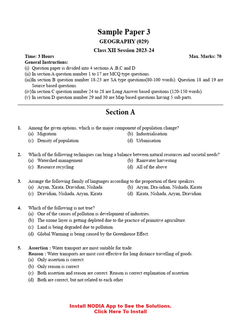 GE Sample Paper 3 Unsolved | PDF | Agriculture | Irrigation