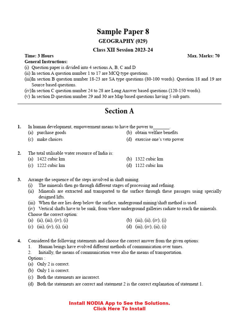 GE Sample Paper 8 Unsolved | PDF | Mining | Sustainability