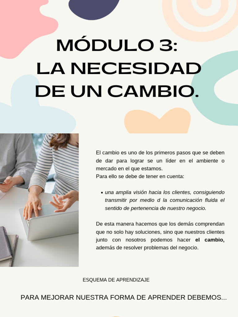 Módulo 3 La necesidad de un cambio. | PDF | Aprendizaje | Conocimiento