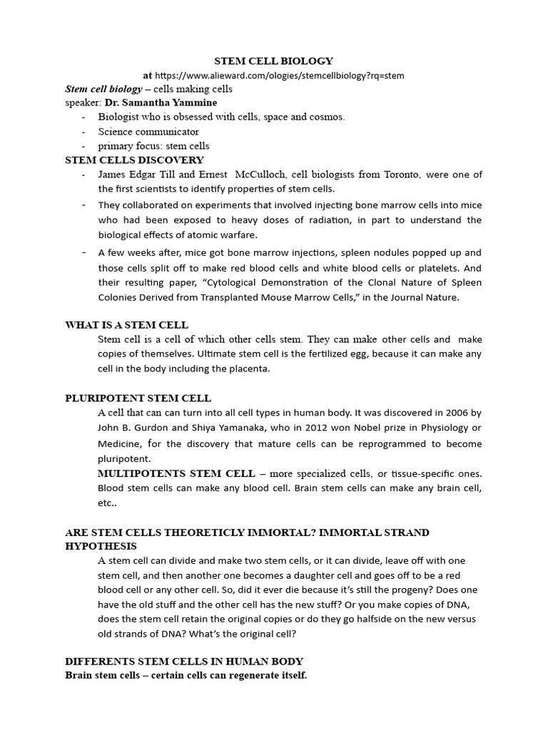 Emma Zemanová - Ologies, Stem Cells | PDF | Stem Cell | Hematopoietic Stem Cell Transplantation