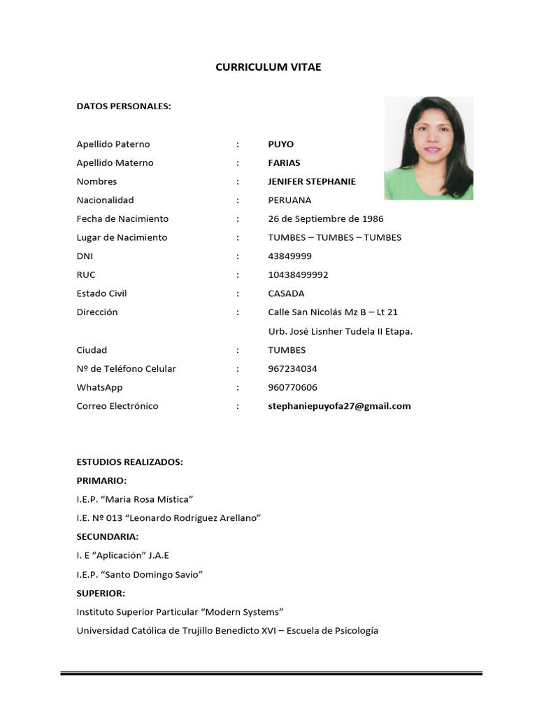 Curriculumvitae-Stephanie Puyo Farias | PDF | Negocios