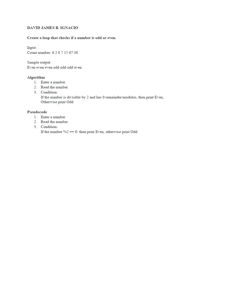Loop Pseudocode (David James B. Ignacio) | PDF | Finance & Money Management