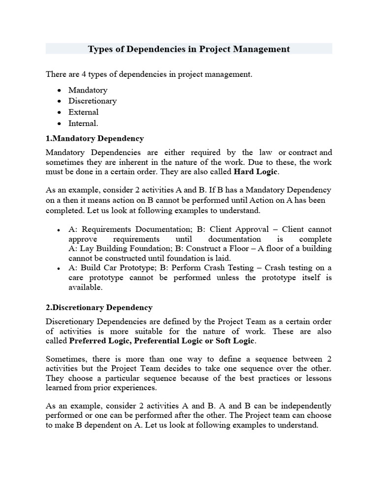 Types of Dependencies 23MPM001 | PDF Types of Dependencies 23MPM001 | PDF